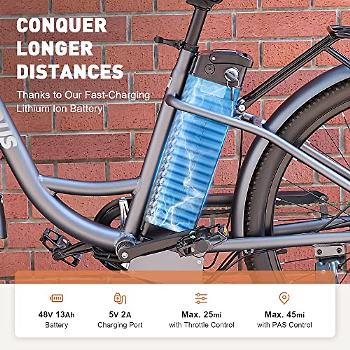 Viribus Electric Bike for Adults, 26" ebike with 500W Motor Shimano 7 Speed Shifter Pedal Assist Front Suspension for Men Women Seniors, 20mph Long Range Moped Electric Bicycle with 48V Battery, Black