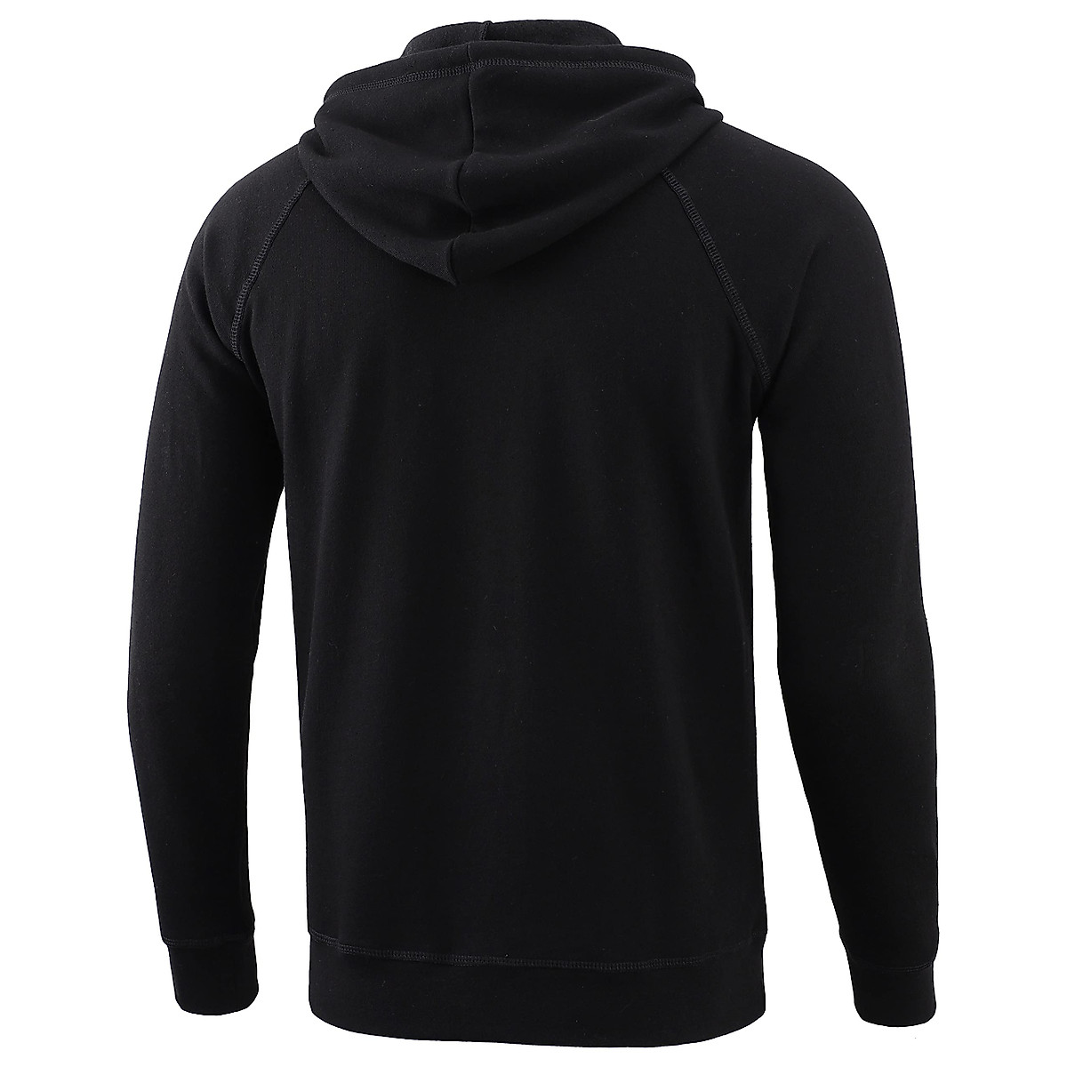 Vetemin Men's Casual Athletic Midweight Comfy Soft Fleece Active Sports Pullover Henley Hoodie Sweatshirt Black/H.Oatmeal L