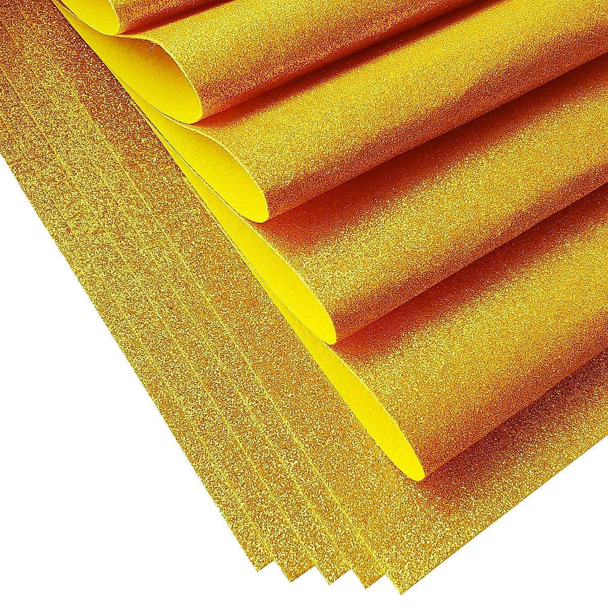 Jtnohx Glitter Felt Fabric, 10pcs Glitter Felt Sheets for Crafts, 8 x12 inches Felt Square Glitter for Party Holiday Greeting Festival Projects (Gold)