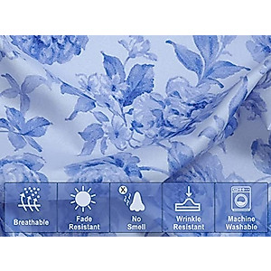 RUVANTI Silky Soft Queen Sheet Set - 4 Pieces Luxury Sheets for Queen Size Bed - All Season Breathable Bed Sheets - 15" Deep Pocket Snug Fit Sheets - Cozy & Comfy Hotel Sheets - Blue Floral