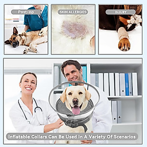 Dog Cone Collar, Inflatable Dog Cone After Surgery for Small Medium Large Dogs, Soft Dog Cone of Alternative with Enhanced Anti-Licking Guard Shield for Pets (Grey, M (Neck: 9"-12"))