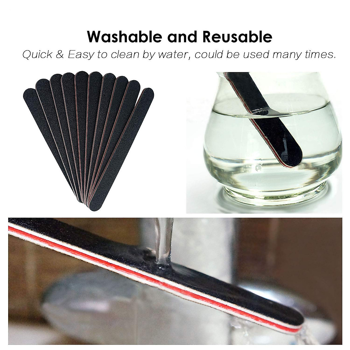 Nail Files Black Straight Nail File Double Sided VIVID STELLA Emery Board Sold by VIVI Nail