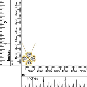 AFFY White Natural Diamond Clover Pendant Necklace in 14k Yellow Gold Over Sterling Silver (0.1 Ct)