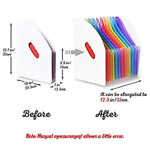 SAYEEC 13 Pockets Vertical Expanding File Folder Plastic Accordion File Organizer Desk Stand Magazine Holder Letter Size A4 Documents Storage Space Saver for Office Home Class (White, 2 Pack)