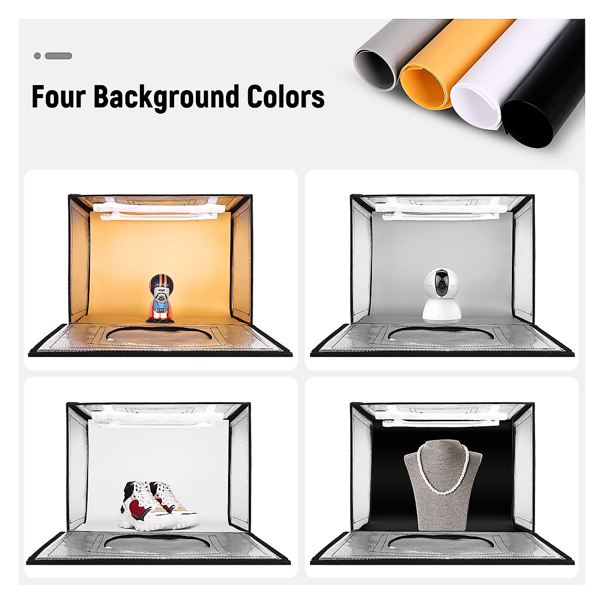 NEEWER Foldable Portable Photo Studio Light Box with Dimmable LED Lighting, 16 x 12 x 12 Inches 5600K CRI 95+, 4 Color Backdrops Photography Tent Kit for Jewelry Product