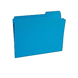 Staples 508911 Colored File Folders W/Reinforced Tabs Letter 3 Tab Blue 100/Box