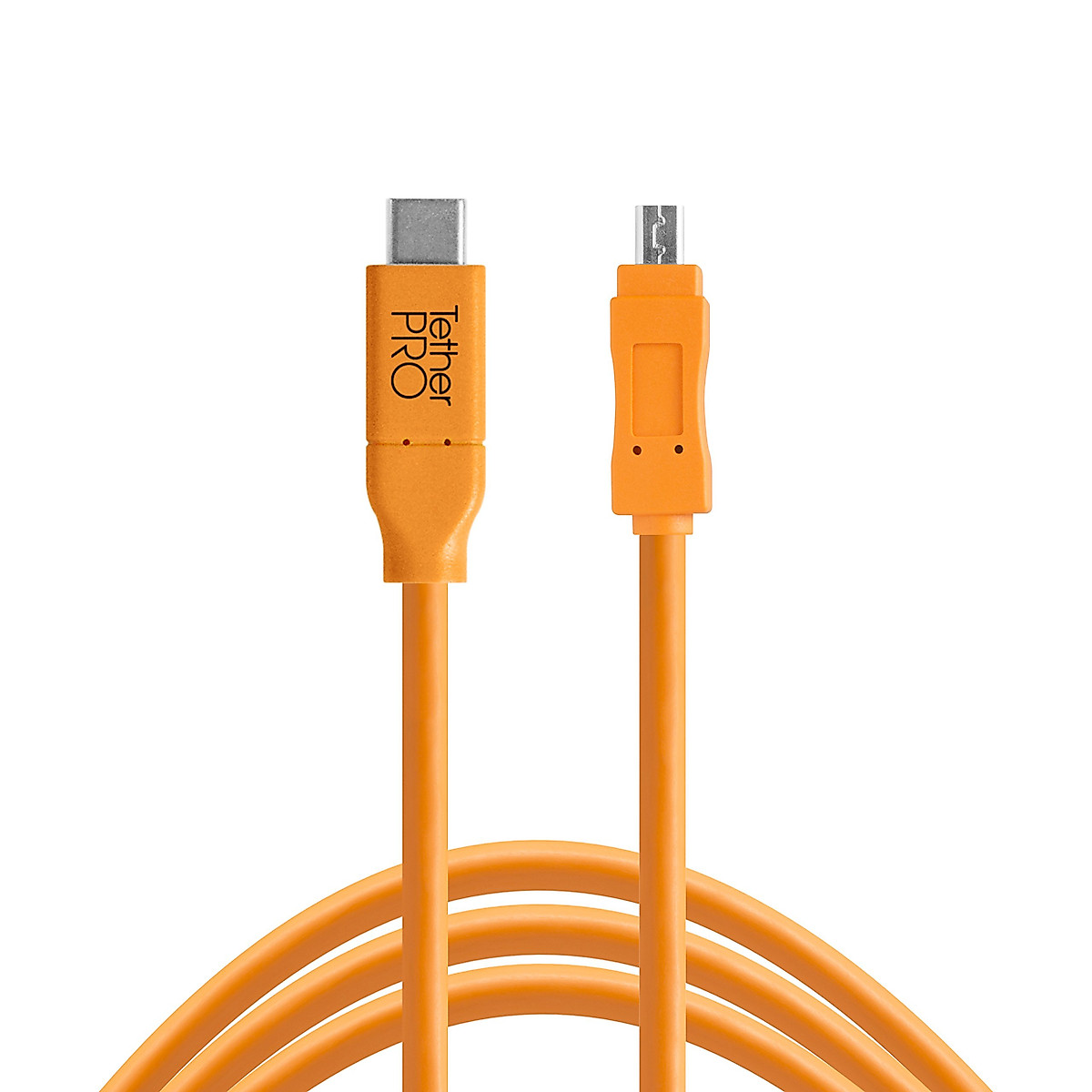 Tether Tools TetherPro USB-C to USB 2.0 Mini-B 8-Pin Cable | for Fast Transfer and Connection Between Camera and Computer | High Visibility Orange | 15 Feet (4.6 m