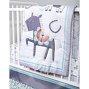 Sammy & Lou Farmstead Friends 4-Piece Baby Crib Bedding Set, Includes Quilt, Fitted Crib Sheets Neutral, Crib Skirt, and Plush Toy
