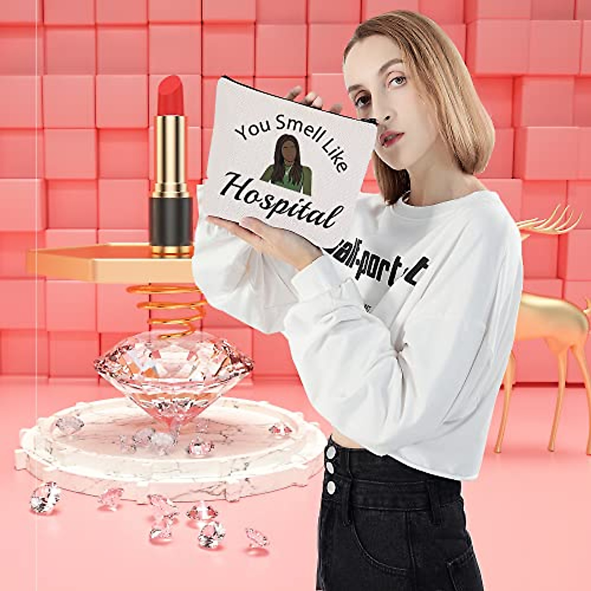 LEVLO Stars Fans Gifts You Smell Like Hospital Makeup Bags Housewives Gifts (You Smell Like Hospital)