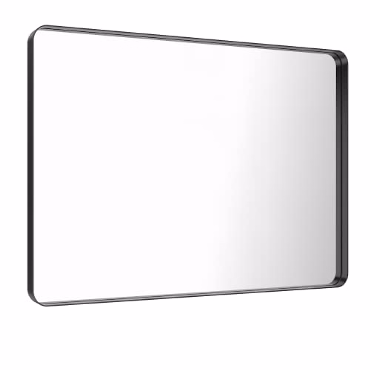LOAAO 48X32 Inch Black Metal Framed Bathroom Mirror for Wall, Matte Black Bathroom Vanity Mirror Farmhouse, Large Rounded Rectangle Mirror, Anti-Rust, Tempered Glass, Hangs Horizontally or Vertically