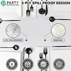 PARTY BARGAINS 5 Disposable Table Covers - 54" X 108", 3 Ply Paper & Plastic White Table Cover