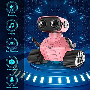 Hamourd Robot Toys for Girls, Rechargeable Remote Control Robots, Toy Robot with Auto-Demonstration, Flexible Head & Arms, Dance Moves, Music, and Shining LED Eyes, Girls Toys Age 6-8 2-7