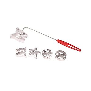 Mengbaobao Rosette Set Waffle Molds 4 Design Butterfly Star Tree Wheel with Lifting Tool