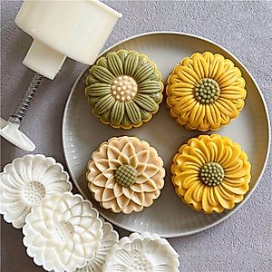 Fogun 200g Flower Shape Plastic Mooncake Molds Mooncake Mold DIY Baking Accessories Kitchen Tools for Mid-Autumn Festival