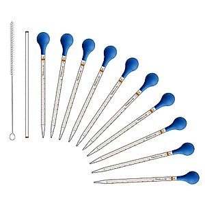 10pcs 10ml Glass Graduated Droppers Lab Pipettes Dropper Liquid Pipette with 10 Rubber Caps