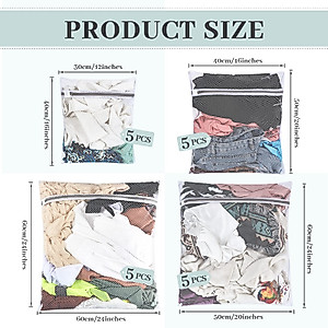 20 Pcs White Mesh Laundry Bags for Delicates with Zipper Laundry Wash Bag Net Lingerie Bag Organizer Washing Machine for Clothes Bra Garment Sock Underwear Blouse Hosiery Stocking Dryer Travel