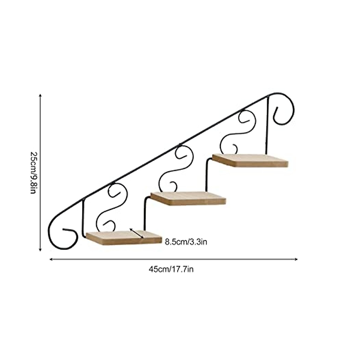 Wnvivi 2 Pcs Stair Shaped Flower Pot Stand,Retro Staircase Wall Hanging Flower Shelf,Creative Open Stair Wall Mounted Shelf,Mini Metal Ladder Wall Decor-A