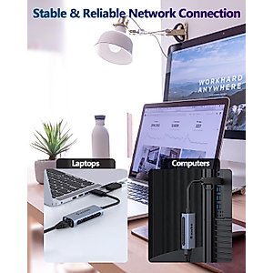 Wavlink USB C to Ethernet Adapter 2.5 Gbps, 2-in-1 USB to 2.5G Ethernet Adapter, USB-C to RJ45 Network Converter (Thunderbolt 4/3 Compatible), Aluminum Case for Windows, Mac OS, iPad OS and More.