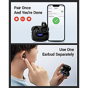 Wireless Earbuds, LavaBeans True Bluetooth In-ear Headphones 35H Playback with Power Display, IPX 8 Waterproof Touch Control Stereo Sound Earphone for Home Work Sports compatible with iPhone & Android