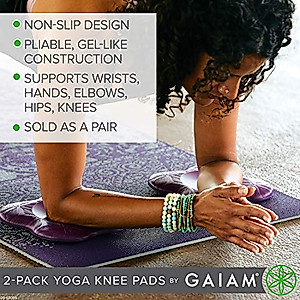 Gaiam Yoga Knee Pads (Set of 2) - Yoga Props and Accessories for Women / Men Cushions Knees and Elbows for Fitness, Travel, Meditation, Kneeling, Balance, Floor, Pilates