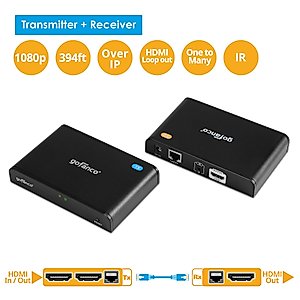 gofanco 1080p HDMI Extender Over IP Kit - 395ft/120m, 1-to-1 Over CAT5e/6, 1-to-Many Over 1G Gigabit Ethernet Switch, Network LAN, VLAN, Scalable, Loopout, IR Extension (Part# HDBitTPRO, New v2.0)