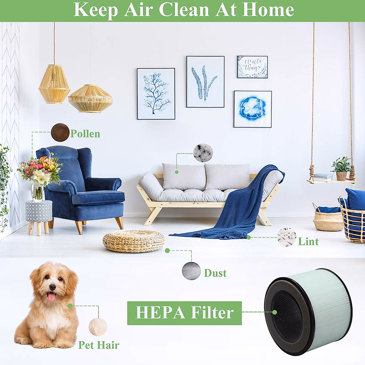 GuanQiao 2 Pack Replacement HEPA Filter Compatible with PARTU BS-08, 3 in 1 Filtration High Efficient Activated Carbon HEPA Filter