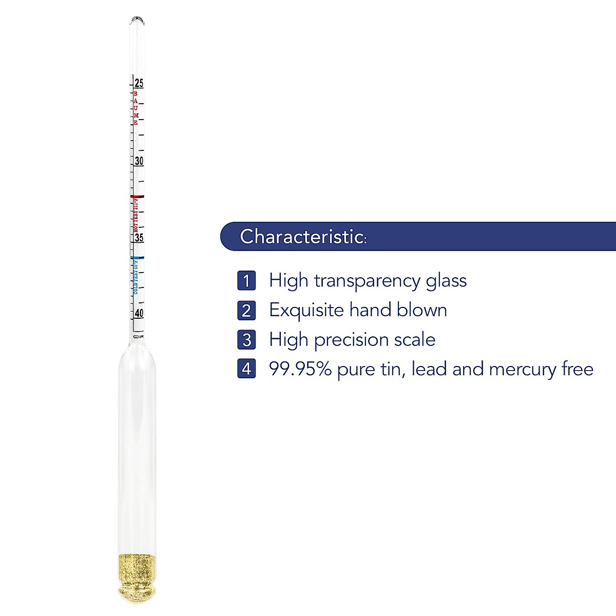 Circrane Maple Syrup Hydrometer with BRIX & Baume Scales, Density Meter for Sugar and Moisture Content