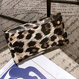 AOXIANG Small Leopard Print PU Leather Crossbody Bag Shoulder Purse Cell Phone Pouch Handbag Waist Bag, Brown, One Size