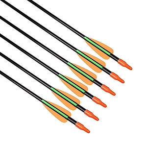 Huntingdoor 28inch/26inch Archery Targeting Arrows Youth Arrows Practice Arrows for Kids Beginner Fiberglass Arrows for Recurve Bow 12 Pack (Black 28inch)