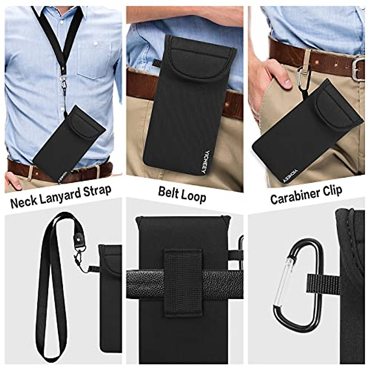 Universal Cell Phone Pouch Neoprene Phone Sleeve with Belt Clip Loop & Neck Lanyard Strap Compatible for iPhone 14 Pro Max Galaxy S23 S22 Ultra S23+ S20 FE A53 A13 A03s A52 A32 Oneplus 11 Pixel 7 Pro