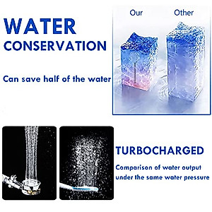 CWPW High Pressure Shower Heads, Handheld Turbo Fan Shower, Hydro Jet Shower Head with 79 Inch Hose,Bracket,Cotton Filters and Bath Loofah, One Key Pause Switch 360 Degrees Rotating (Blue with hose)