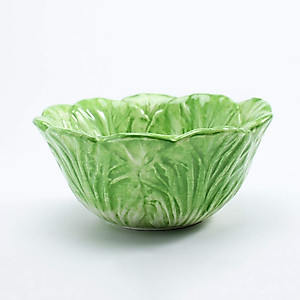 UPKOCH Kids Ceramic Bowl Chinese Cabbage Design Food Bowls Container for Dessert Fruit Salad (Green)