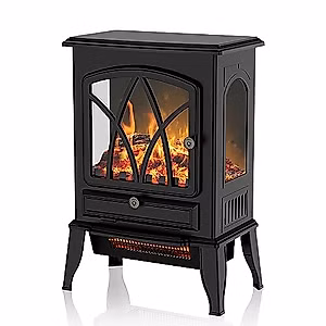 ZIONHEAT 3D Infrared Heating Electric Fireplace Stove, Freestanding Fireplace Heater, Adjustable Brightness and Heating, Overheating Protection System, 1000w/1500w