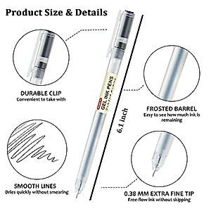 Shuttle Art Gel Ink Ball Point Pens, 15 Pack Black Japanese Style Pens, 0.38mm Extra-Fine Ballpoint Pens for Home, School and Office