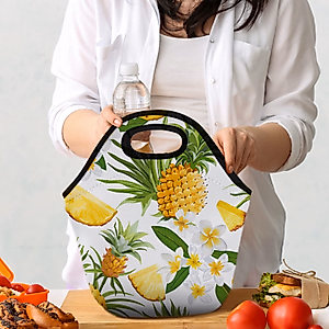 Sumind 12 Pcs Sublimation Blank Neoprene Lunch Bags DIY Reusable Lunch Box Thermal Insulated Pouch Foldable Food Carry Case Handbags Tote with Zipper for Women Adults Work Outdoor(White)