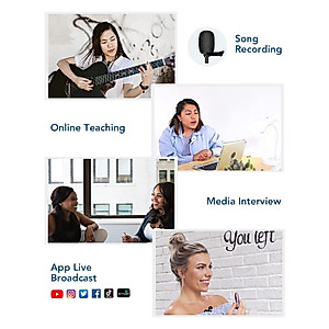 AODELAN Wireless Microphone Lavalier System with 2 Transmitters, 1 Receiver, for Cameras, Camcorders, iOS, Android Smartphones, YouTube Facebook Vlogging