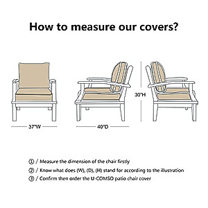 【Upgraded】 Heavy Duty Patio Chair Covers, Lounge Deep Seat Cover, U-COMSO Waterproof Lawn Patio Outdoor Furniture Covers (37" W×40" D×30" H - 2 Pack)