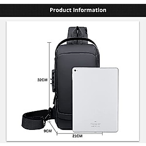 Anti Theft Sling Bag,USB Charging Sport Sling Anti-theft Shoulder Backpack, Waterproof Multi-functional Crossbody Bags (C-MICAI)