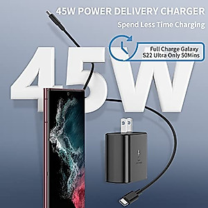 45W USB C Charger, Samsung Super Fast Charging Wall Charger for Samsung Galaxy S23 Ultra/ S23/S23+/S22Ultra/S22+/S22,Note20/S20,Galaxy TabS7/S7+/S8/S8+, with 6FT Fast Charging Cable-Black