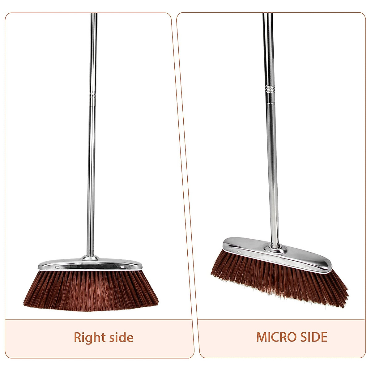 Zerodeko Cleaning Broom Lobby Broom Upright Broom with Long Handle Garbage Cleaning Supply for Sweeping Floor Garages Courtyard Sidewalks Decks Brown