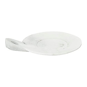 Creative Co-Op Large Marble Handle Dish, 6", White