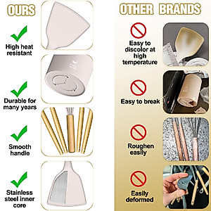 Umite Chef Silicone Kitchen Utensil Set, 34PCS Heat Resistant Kitchen Gadgets and Tools With Grater, Wood Handles for Nonstick Cookware