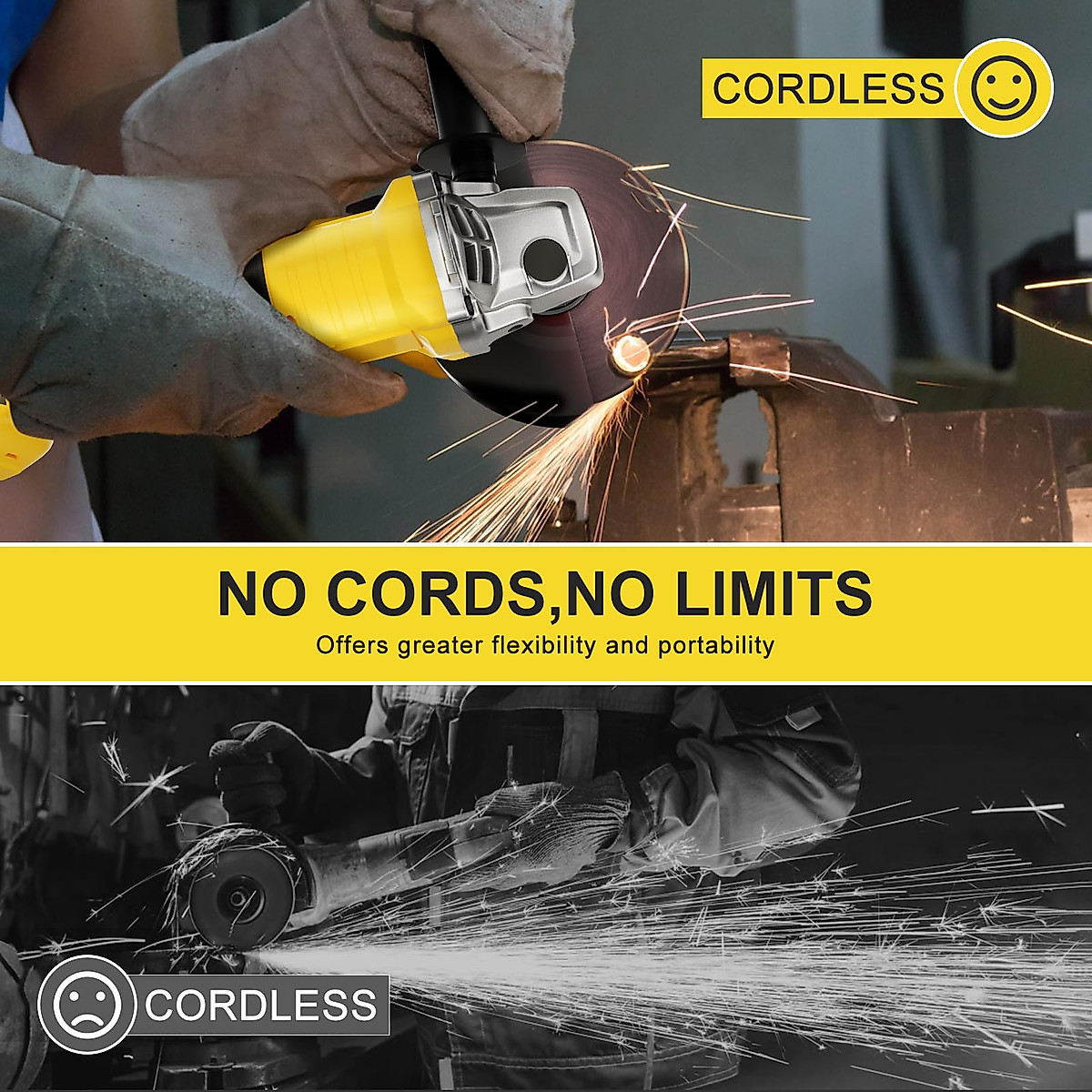 Cordless Angle Grinder for DEWALT 20V Max Battery, 10000RPM Brushless Grinder Tool, 4-1/2'' Electric Grinders Power Tools with Grinding Wheels and Auxiliary Handle for Cutting, Grinding (Tool Only)