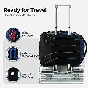 Large Travel Backpack Airline Approved - Carry On Backpack with Detachable Laptop Bag Fits 17 Inch Laptop - Lightweight Personal Item Travel Backpack for Men Women (Navy)