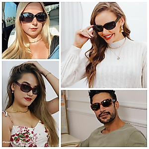 FEISEDY Vintage Square Polarized Sunglasses for Women Men Havana Thick Black Frame B2703