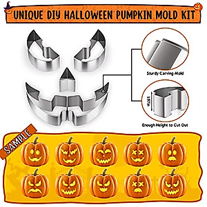 Jyusmile Pumpkin Carving Kit, 13 PCS Pumpkin Carving Tools with Hammer, DIY Pumpkin Carving Stencils for Kids Adults, Safe Stainless Steel Pumpkin Cutters Halloween Party Decorations