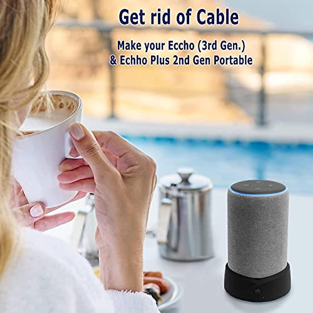 Battery Base for Echo 3 & Echo Plus 2 Make Them Portable Not Include The Speaker or Charge Cord ( Upgrade Version)