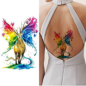 Glaryyears Watercolor Animal Temporary Tattoos for Women Adults, 5 Pack Large Big Fake Creative Tattoo Stickers, Perfectly on Body, Rock Art, Tumblers, Smooth Surfaces