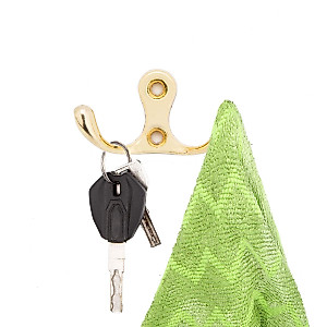 Ulifestar Coat Hook Coat Rack,Double Prong Metal Towel Hook Wall Hook for Hanging Clothes,Pants,Purse,Robe,Towel,Belt,Tie,Key,Mug,Cup,Wreath,Heavy Duty Rustic Bathroom Hanging Hooks,8Pcs (Gold)