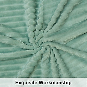 NTBAY Flannel Fuzzy Toddler Blanket, Fluffy Warm and Lightweight Reversible Stripes Design Baby Plush Blanket, 30x40 Inches, Mint